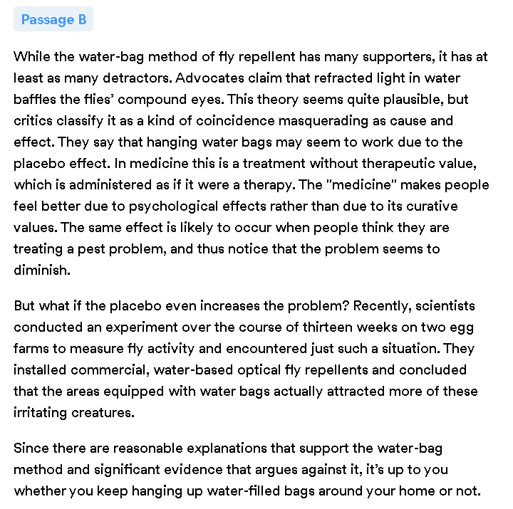 Solved Passage A Hanging clear, water-filled bags from | Chegg.com