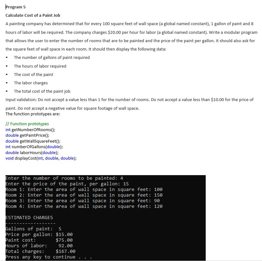 rogram5 Calculate Cost of a Paint Job A painting | Chegg.com
