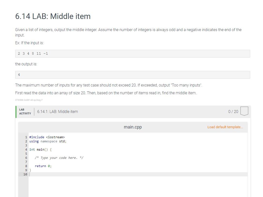 Solved 614 Lab Middle Item Given A List Of Integers