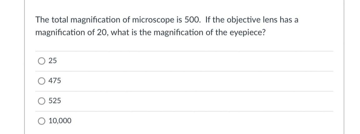 Solved The total magnification of microscope is 500 . If the | Chegg.com