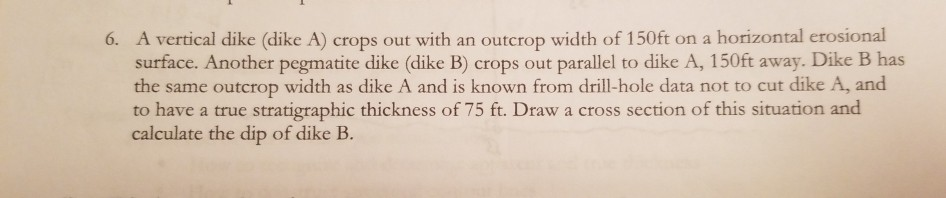 Solved 6. A vertical dike (dike A) crops out with an outcrop | Chegg.com