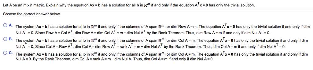 Solved Let A be an mxn matrix. Explain why the equation Ax- | Chegg.com