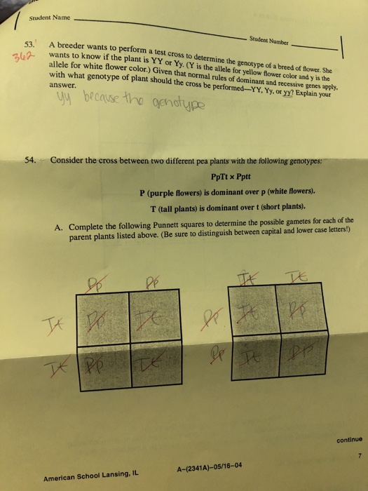Solved Student Name Student Number A breeder wants to | Chegg.com