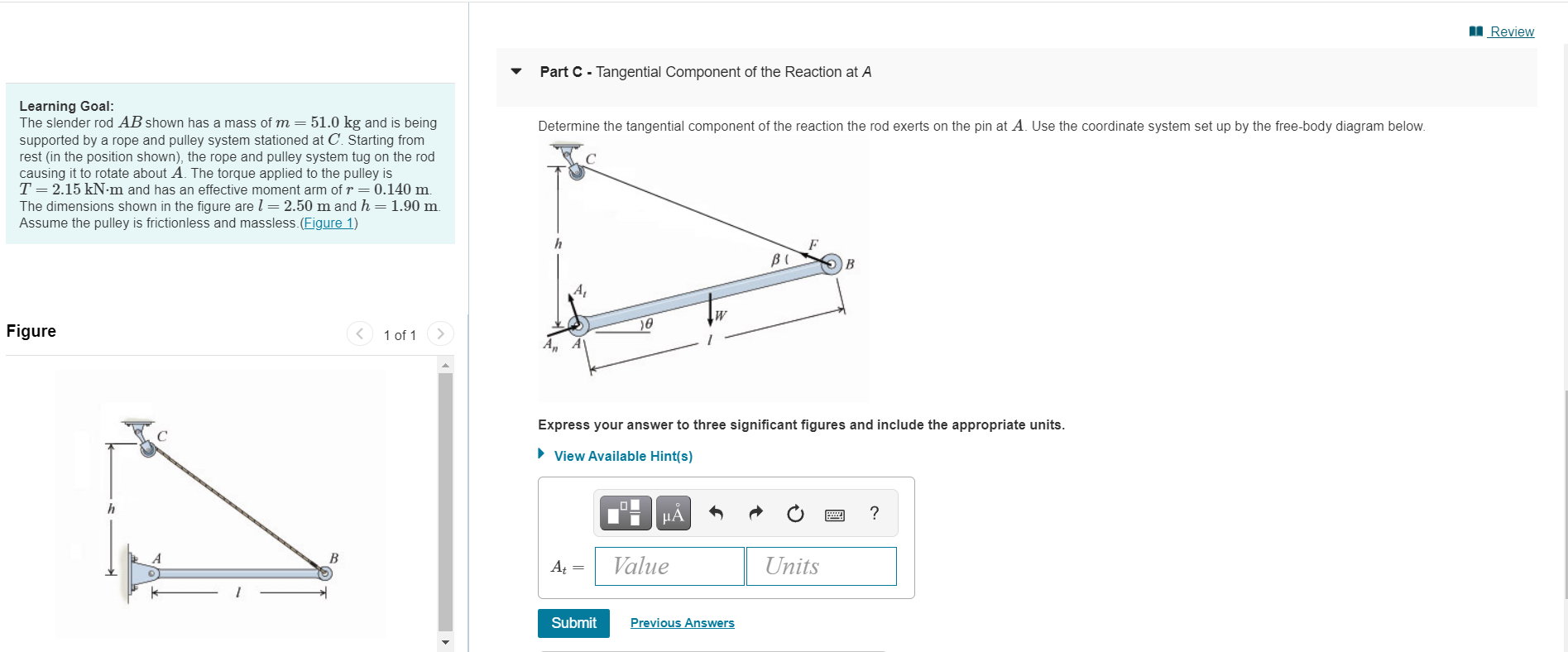 Solved Review Part C - Tangential Component of the Reaction | Chegg.com