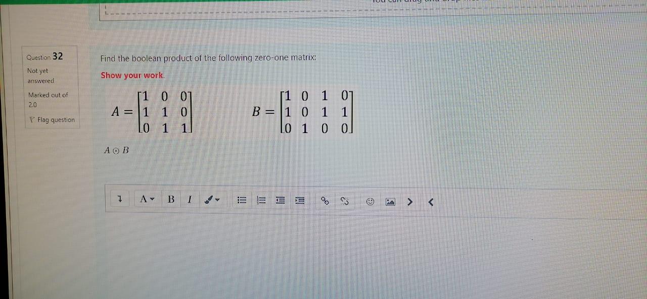 Solved Find the boolean product of the following zero-one | Chegg.com