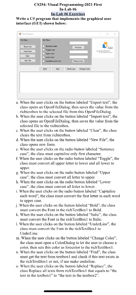 Solved CS254: Visual Programming-2021 First In-Lab \#6 | Chegg.com