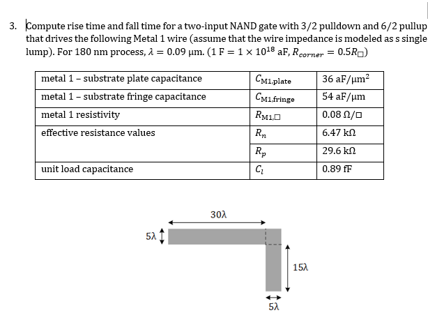 3. Compute rise time and fall time for a two-input | Chegg.com