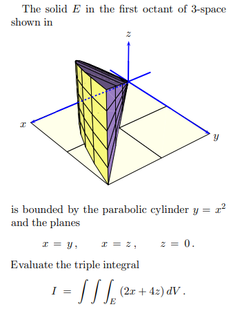 Solved The solid E in the first octant of 3 -space shown in | Chegg.com