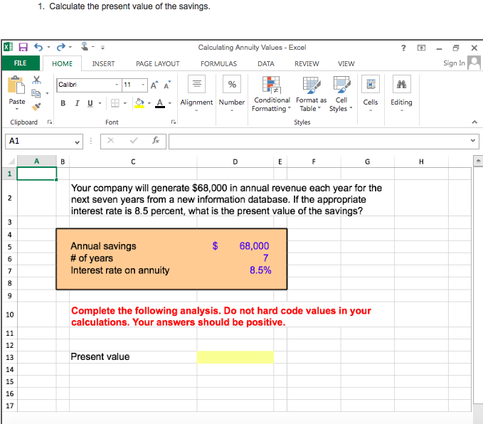 Solved 1. Calculate the present value of the savings | Chegg.com