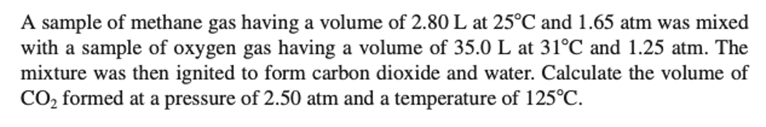 Solved A sample of methane gas having a volume of 2.80 L at | Chegg.com