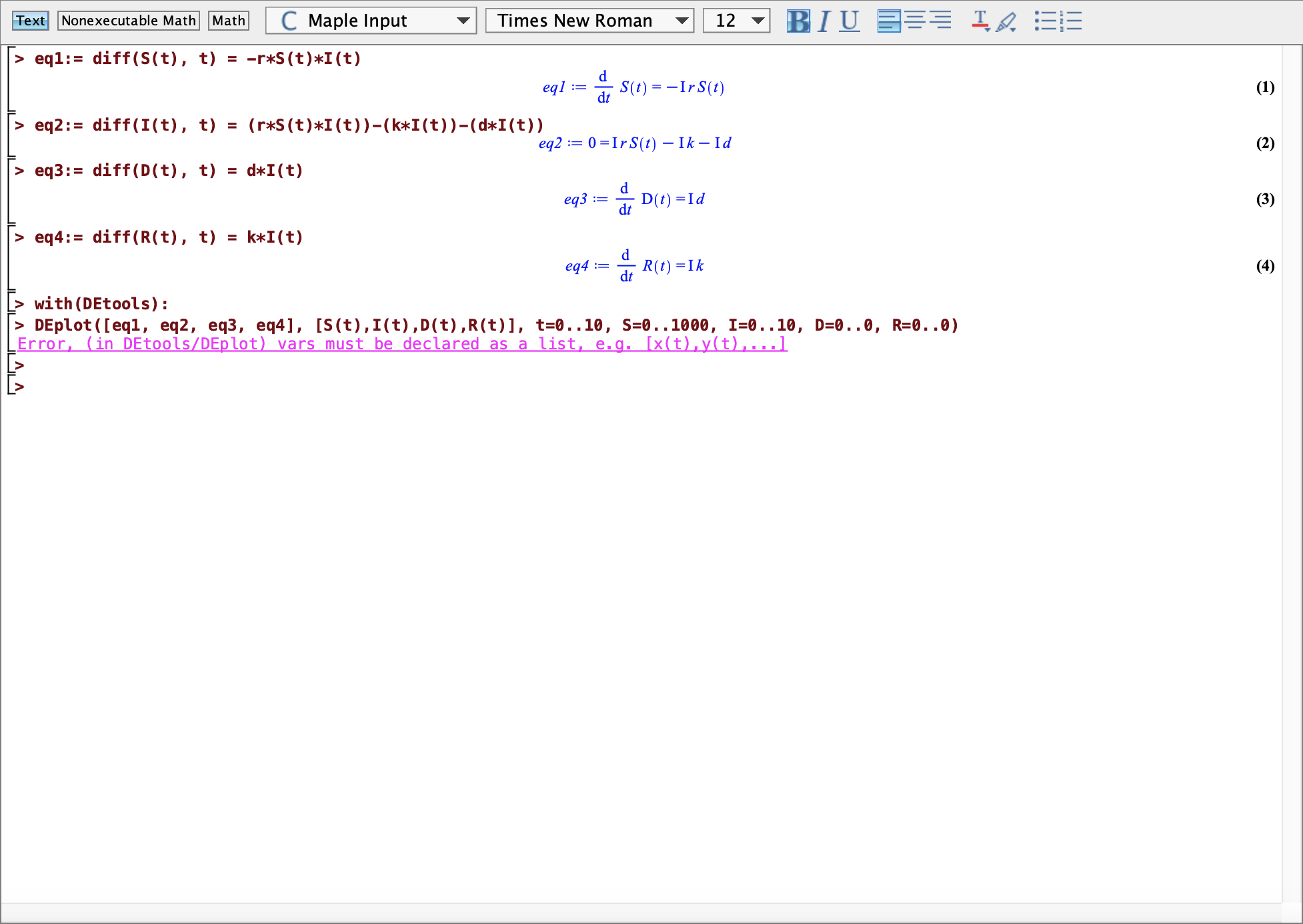 I want to graph the SIR model on Maple, however, I am | Chegg.com