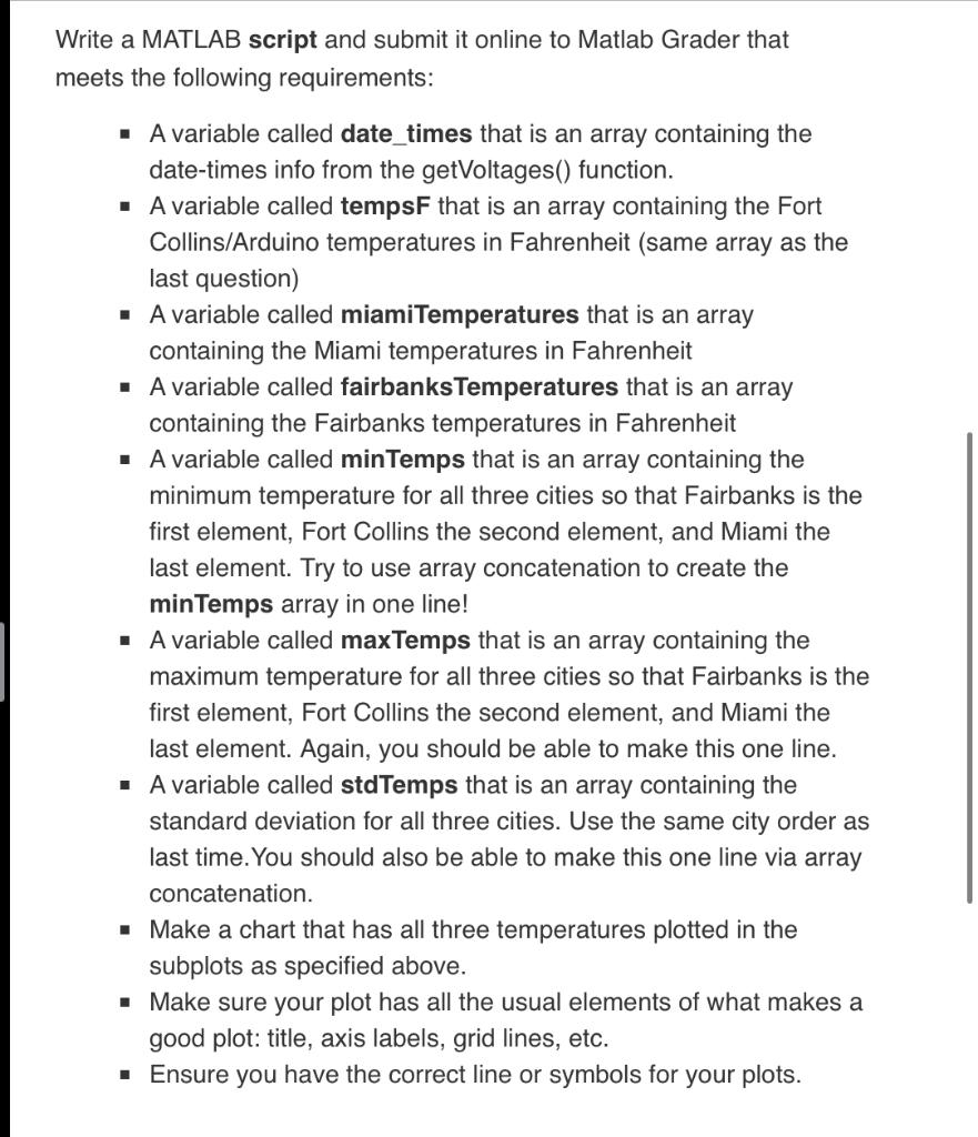 Solved Write a MATLAB script and submit it online to Matlab | Chegg.com