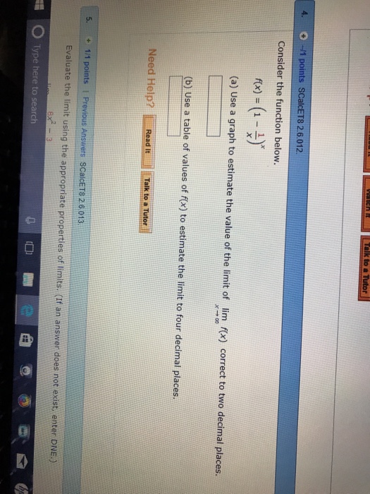 Solved Consider the function below. f(x) = (1 - 1/x)^x Use | Chegg.com