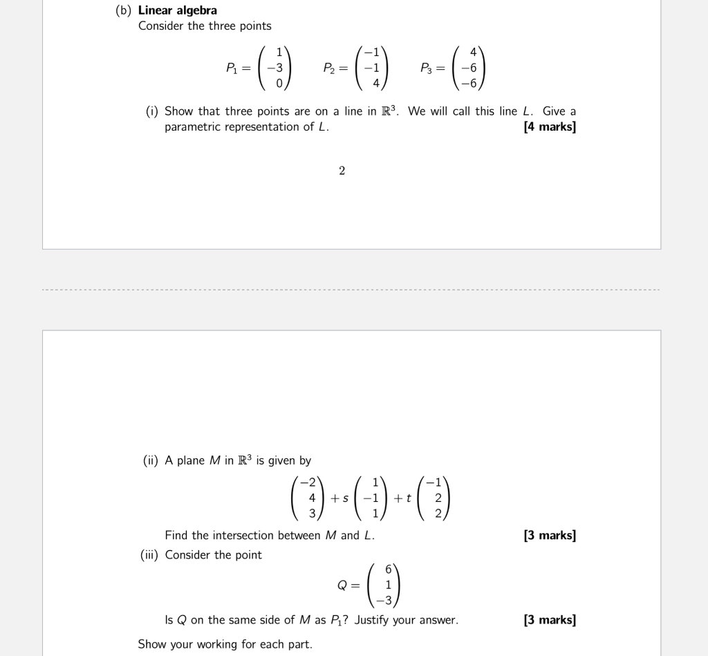 Solved (b) Linear algebra Consider the three points | Chegg.com