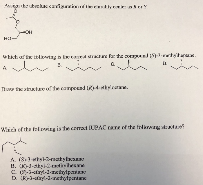 Solved Assign the absolute configuration of the chirality | Chegg.com