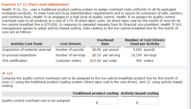 Solved Exercise 17-11 (Part Level Submission) Health R Us, | Chegg.com