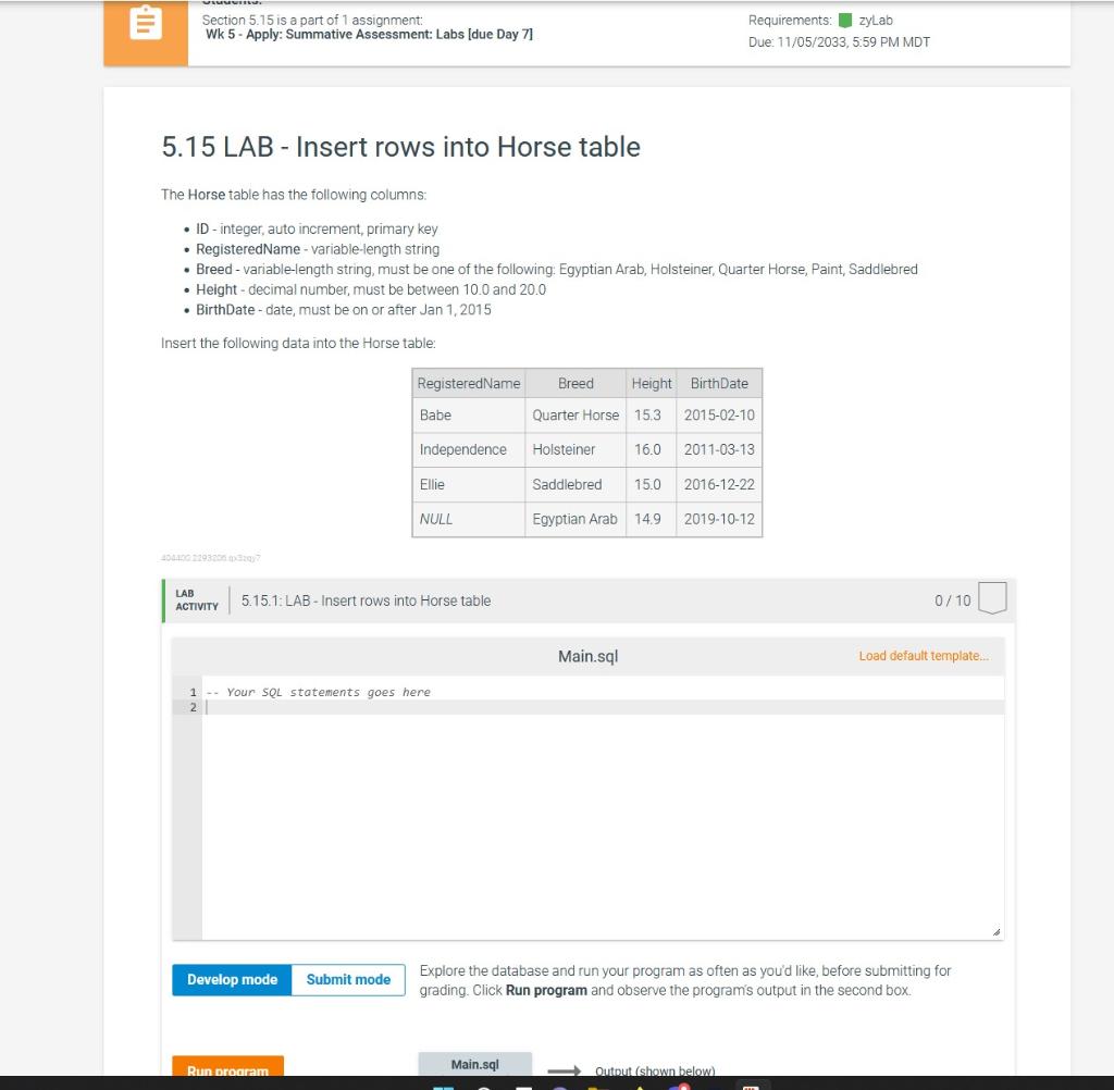 Solved Section 5.15 is a part of 1 assignment: Requirements: | Chegg.com