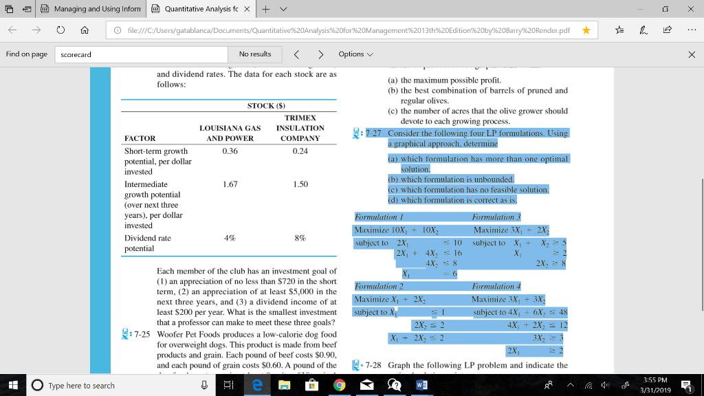 Solved 7-27 Consider the following four LP formulations. | Chegg.com