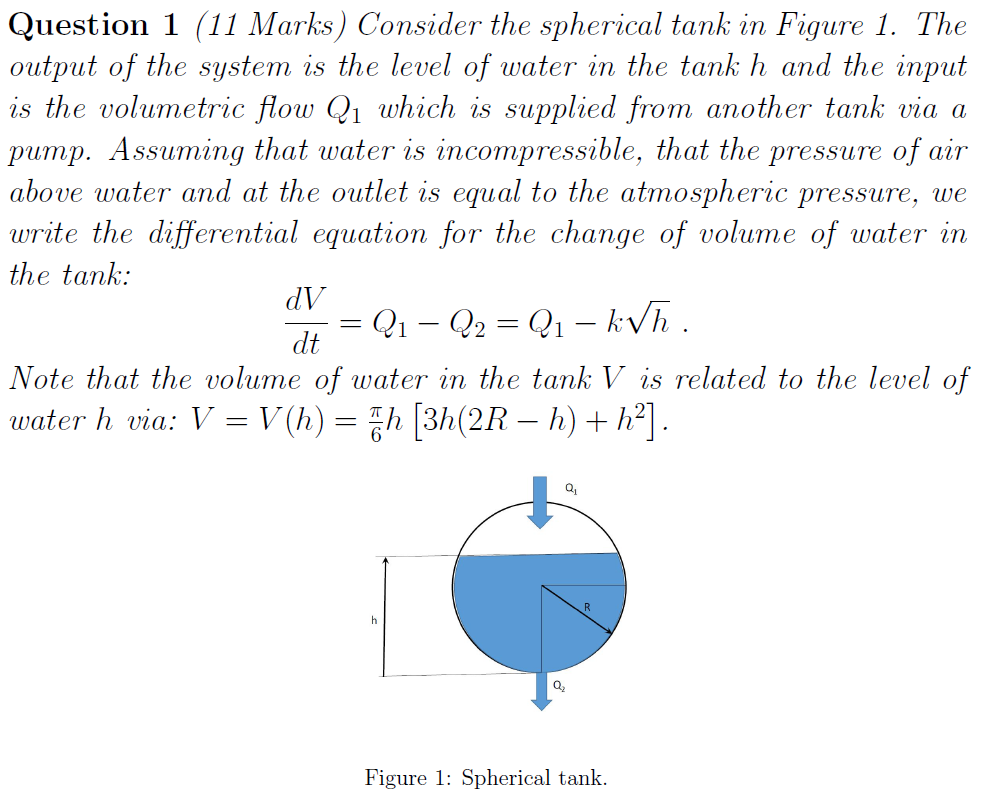 Solved Question 1 (11 Marks) Consider the spherical tank in | Chegg.com