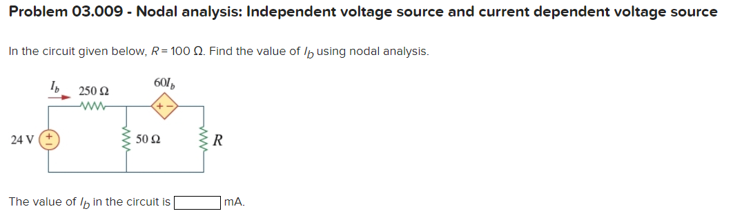 Solved Problem 03.009 - Nodal analysis: Independent voltage | Chegg.com