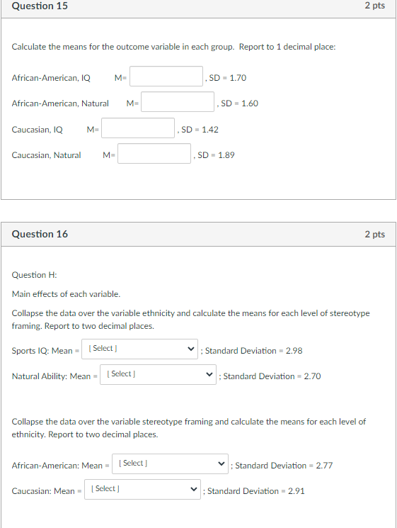 Solved Descriptive Statistic Calculations For the following | Chegg.com