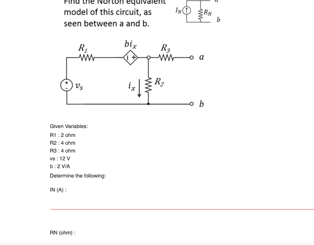 Solved model of this circuit, as seen between a and b. Given | Chegg.com