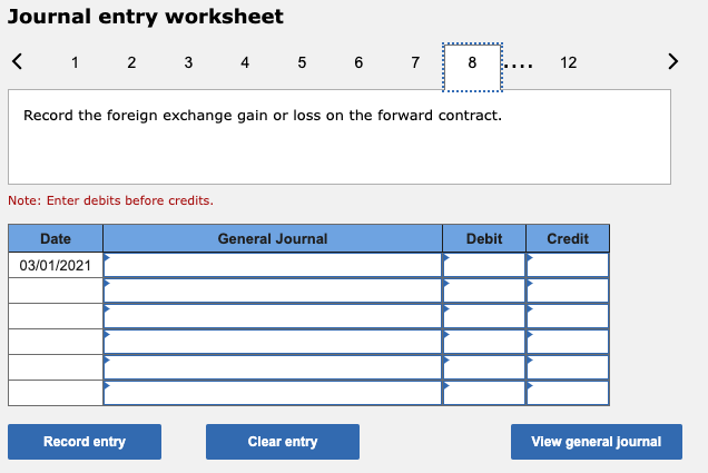 Solved Journal entry worksheet Record the foreign exchange | Chegg.com