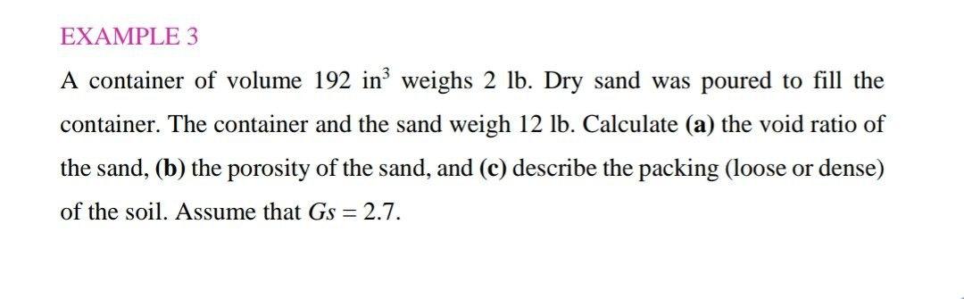Solved EXAMPLE 3 A container of volume 192 in weighs 2 lb. | Chegg.com