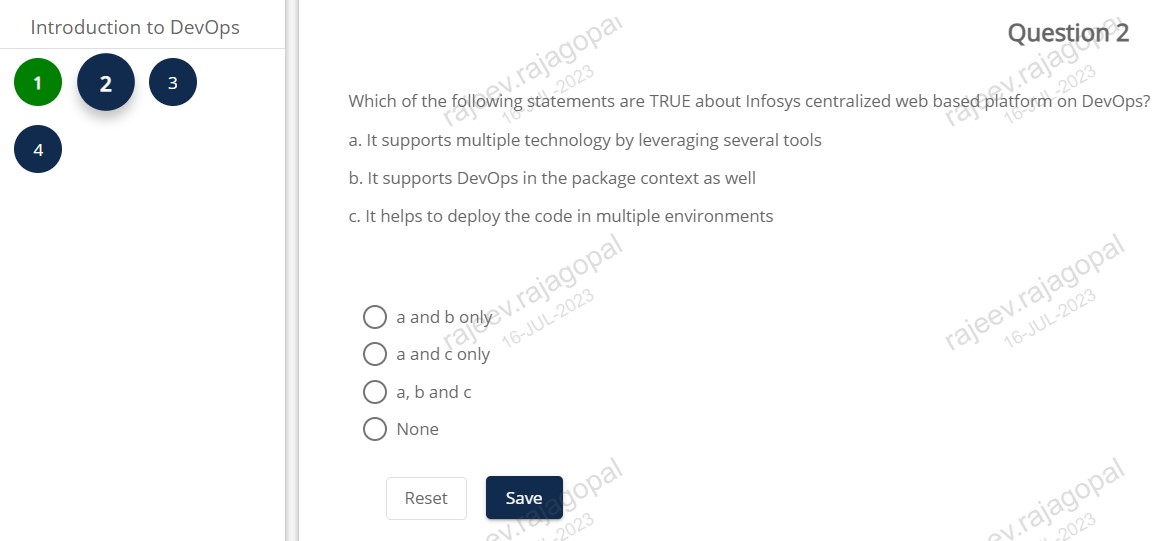 Solved Introduction to DevOps 12 3 4 4 a and b only a and c | Chegg.com