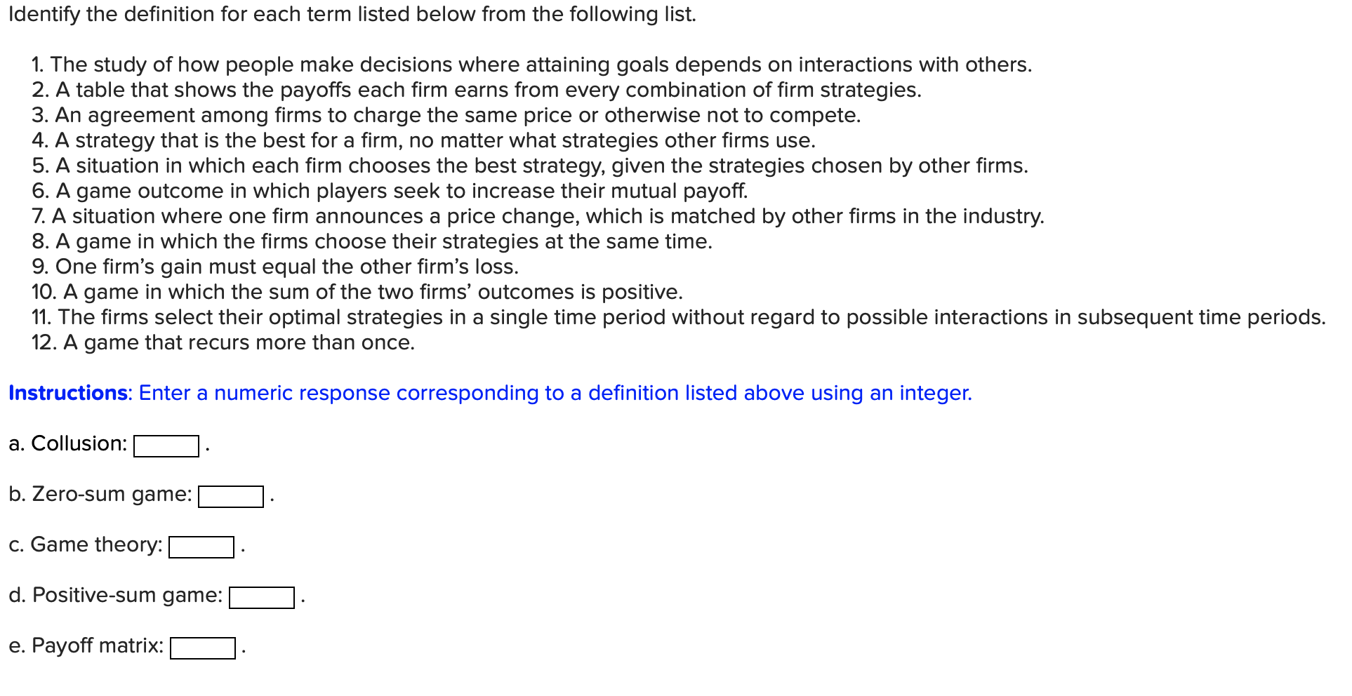 Solved Identify the definition for each term listed below | Chegg.com