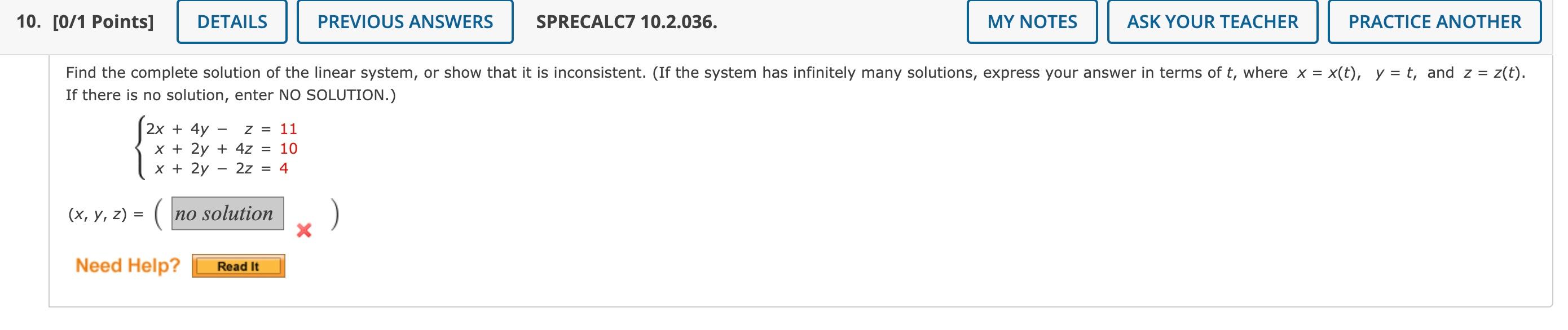 Solved If there is no solution, enter NO SOLUTION.) | Chegg.com