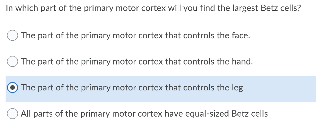 Solved In which part of the primary motor cortex will you | Chegg.com