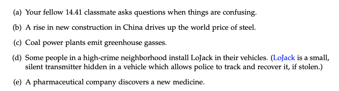 Solved For each of the 5 examples below, I need help | Chegg.com