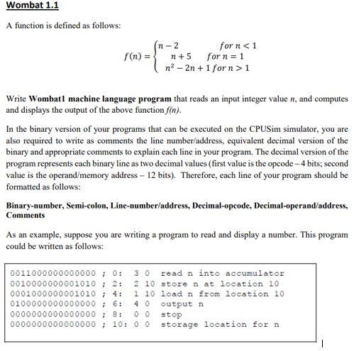 Solved The solution needs to be wombat machine language(low | Chegg.com