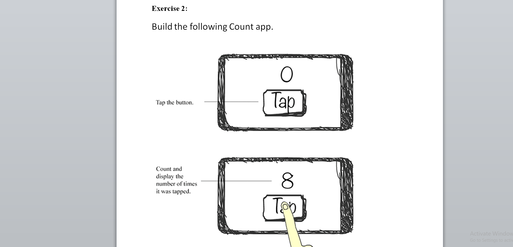 Solved Exercise 2: Build the following Count app. O Tap Tap | Chegg.com