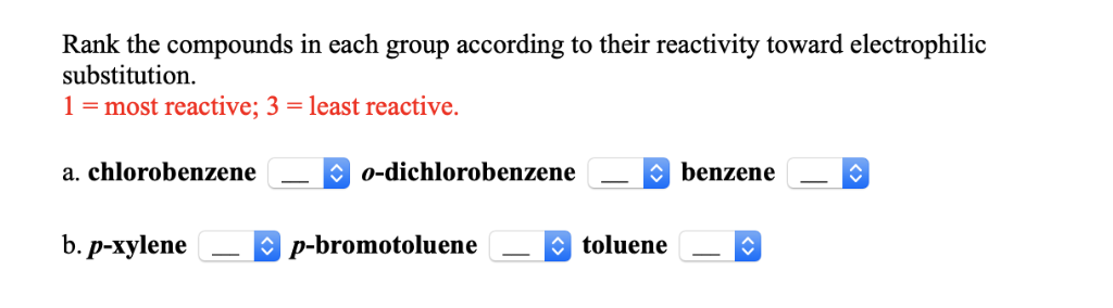 Solved Rank each of the following compounds in decreasing | Chegg.com