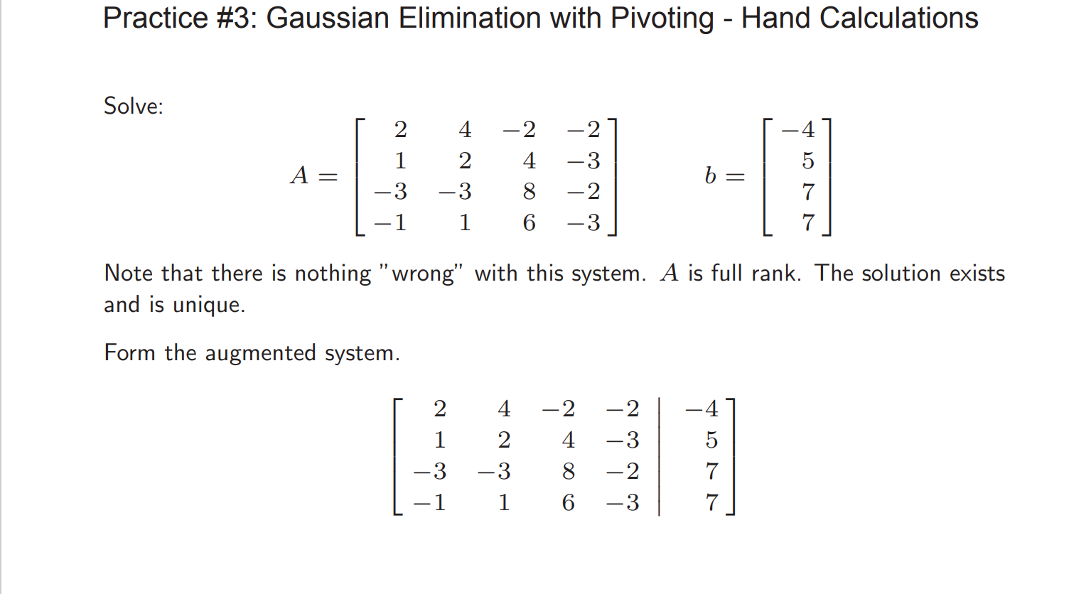Solved Practice #3: Gaussian Elimination with Pivoting - | Chegg.com
