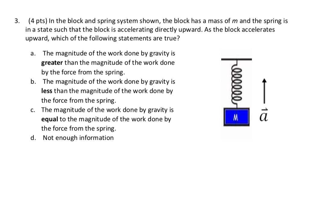 Solved 3. (4 pts) In the block and spring system shown, the | Chegg.com