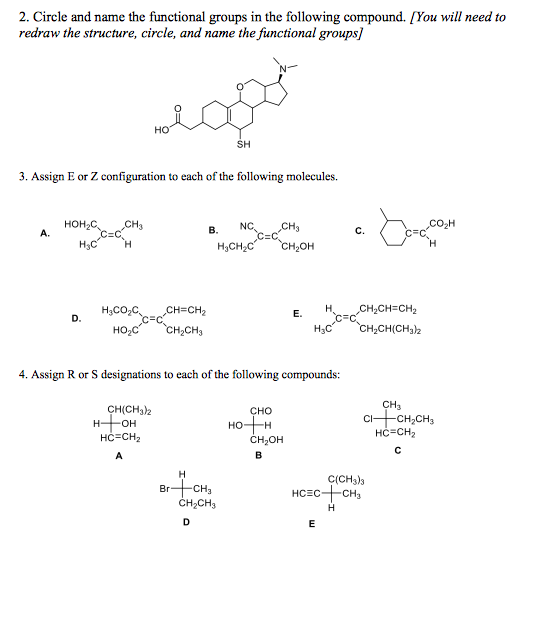 Solved 2. Circle and name the functional groups in the | Chegg.com
