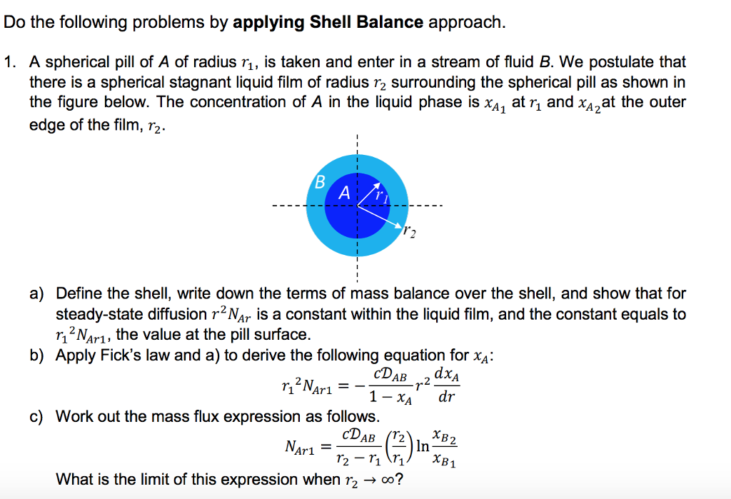Do the following problems by applying Shell Balance | Chegg.com