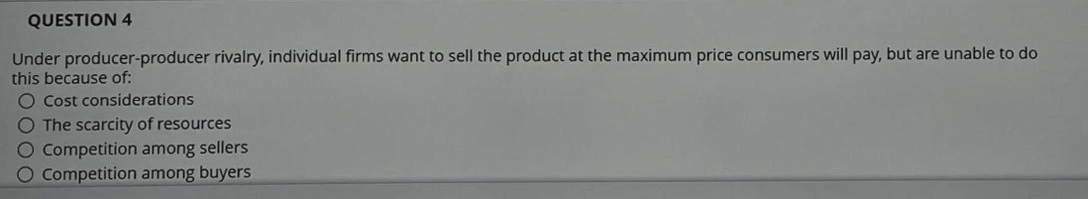 Solved QUESTION 4Under producer-producer rivalry, individual | Chegg.com