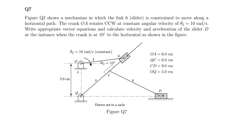 Solved Figure Q2 shows a mechanism in which the link 6 | Chegg.com