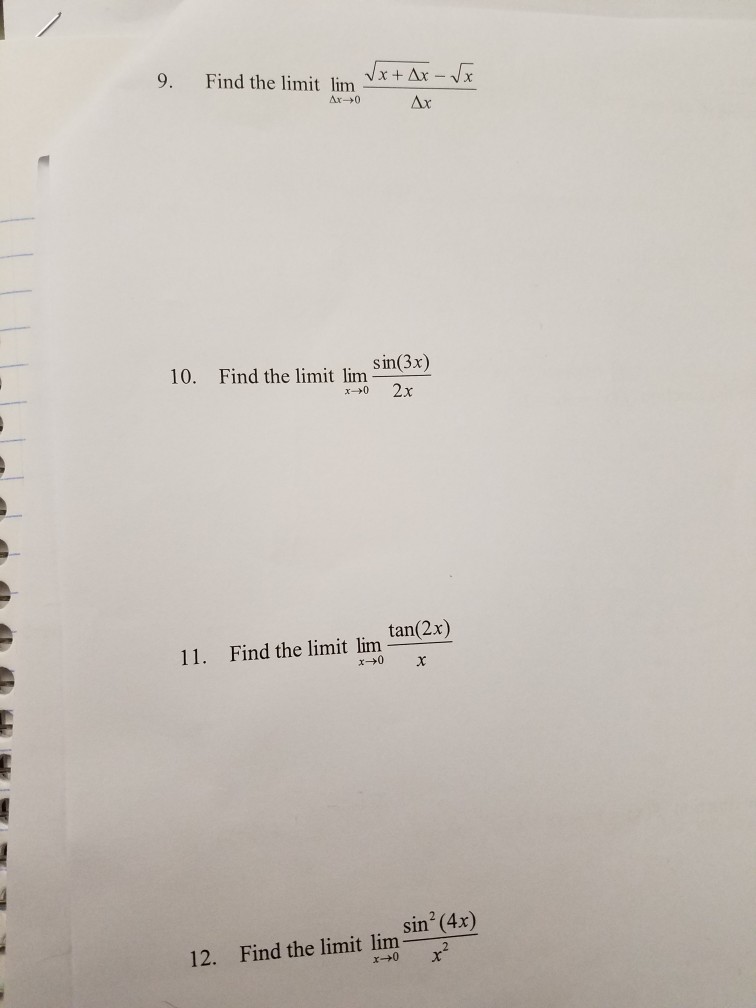 Solved 9. Find the limit lim Ax 10. Find the limit lim | Chegg.com