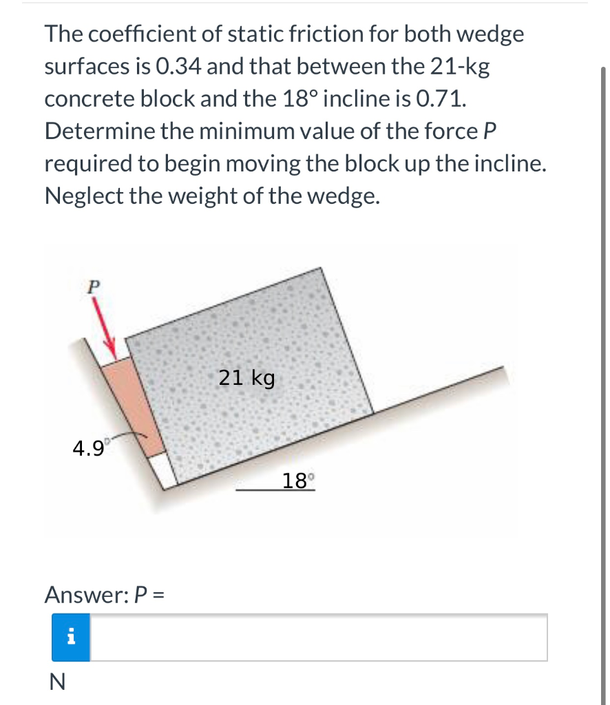 Solved The coefficient of static friction for both wedge | Chegg.com