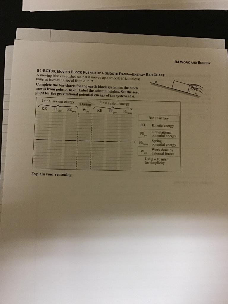 B4-BCT36: MOVING BLOCK PUSHED UP A SMOOTH RAMP—ENERGY | Chegg.com