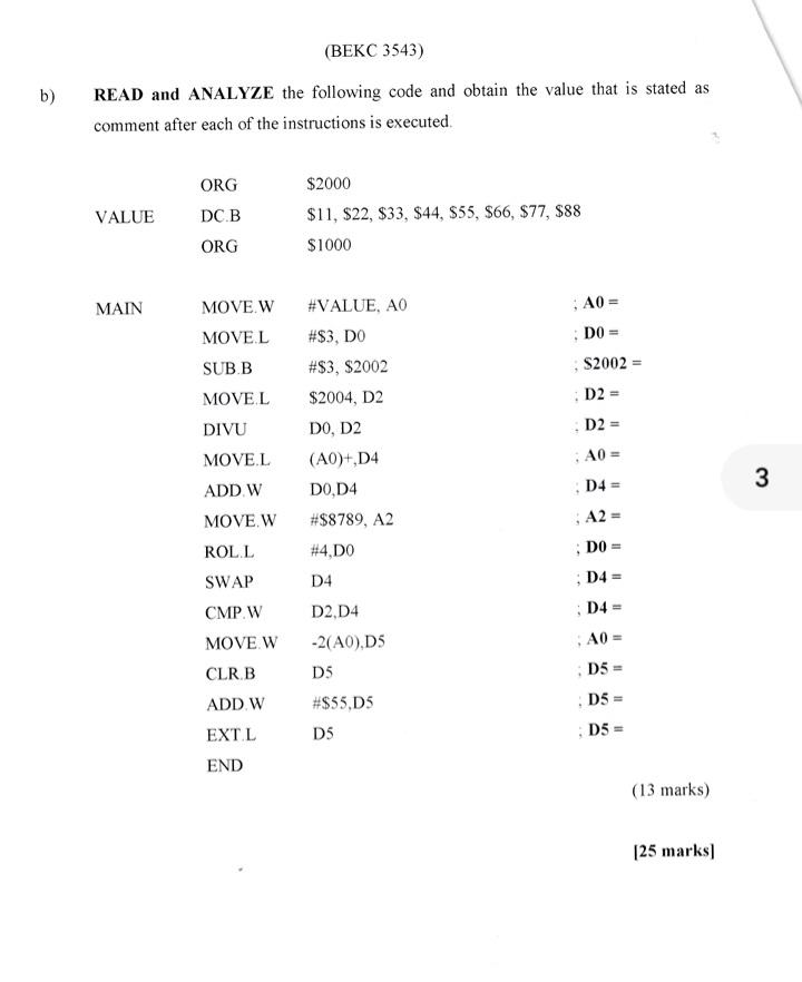 Solved b) DFAD and ANAIVZF the following code and obtain the | Chegg.com