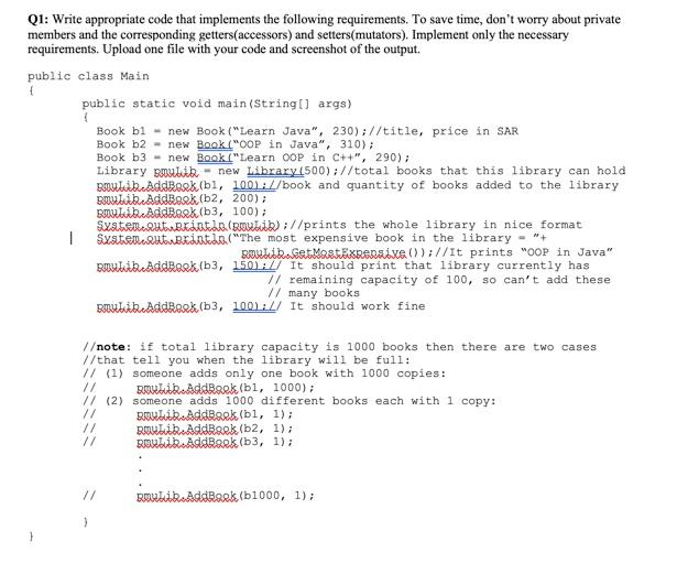 Solved Q1: Write appropriate code that implements the | Chegg.com