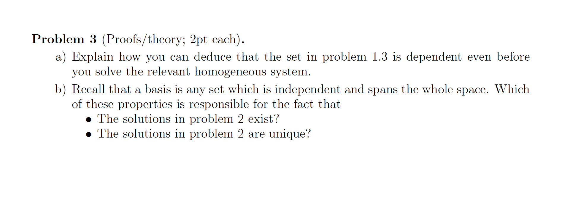 Solved Problem 2. (3 pts each) In the following problems, | Chegg.com
