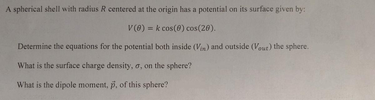 Solved A spherical shell with radius R centered at the | Chegg.com