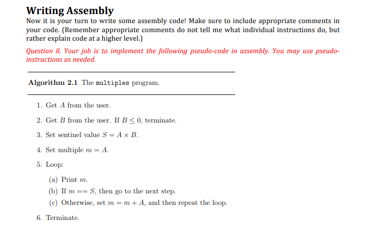 Writing Assembly Now it is your turn to write some | Chegg.com